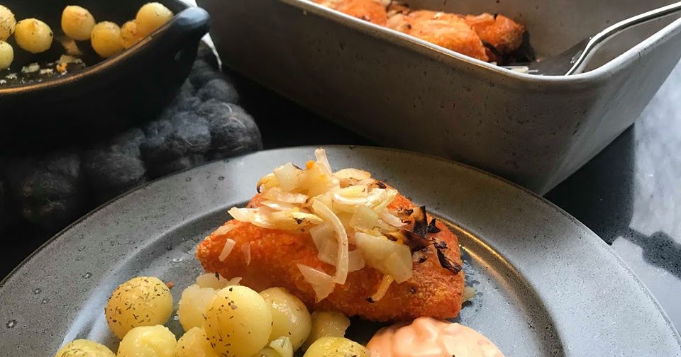 Ofnbakaður fiskur í raspi