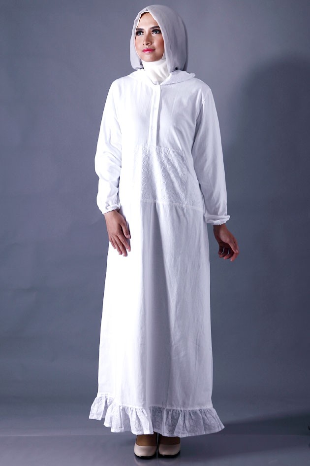 Model Gamis Putih Untuk Lebaran