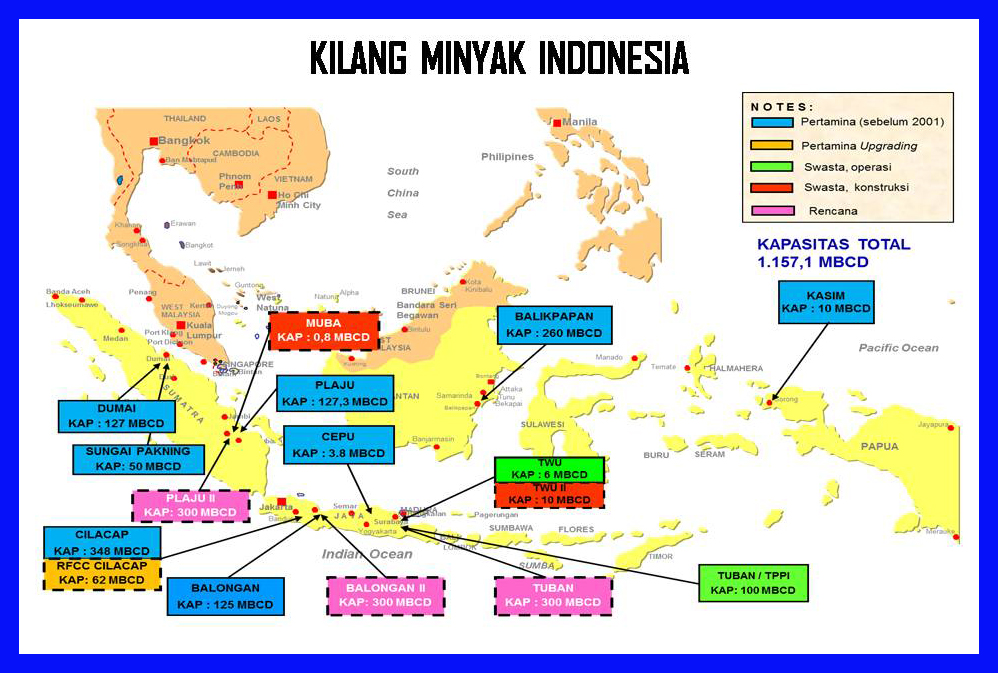 MAP OF OIL REFINERY IN INDONESIA