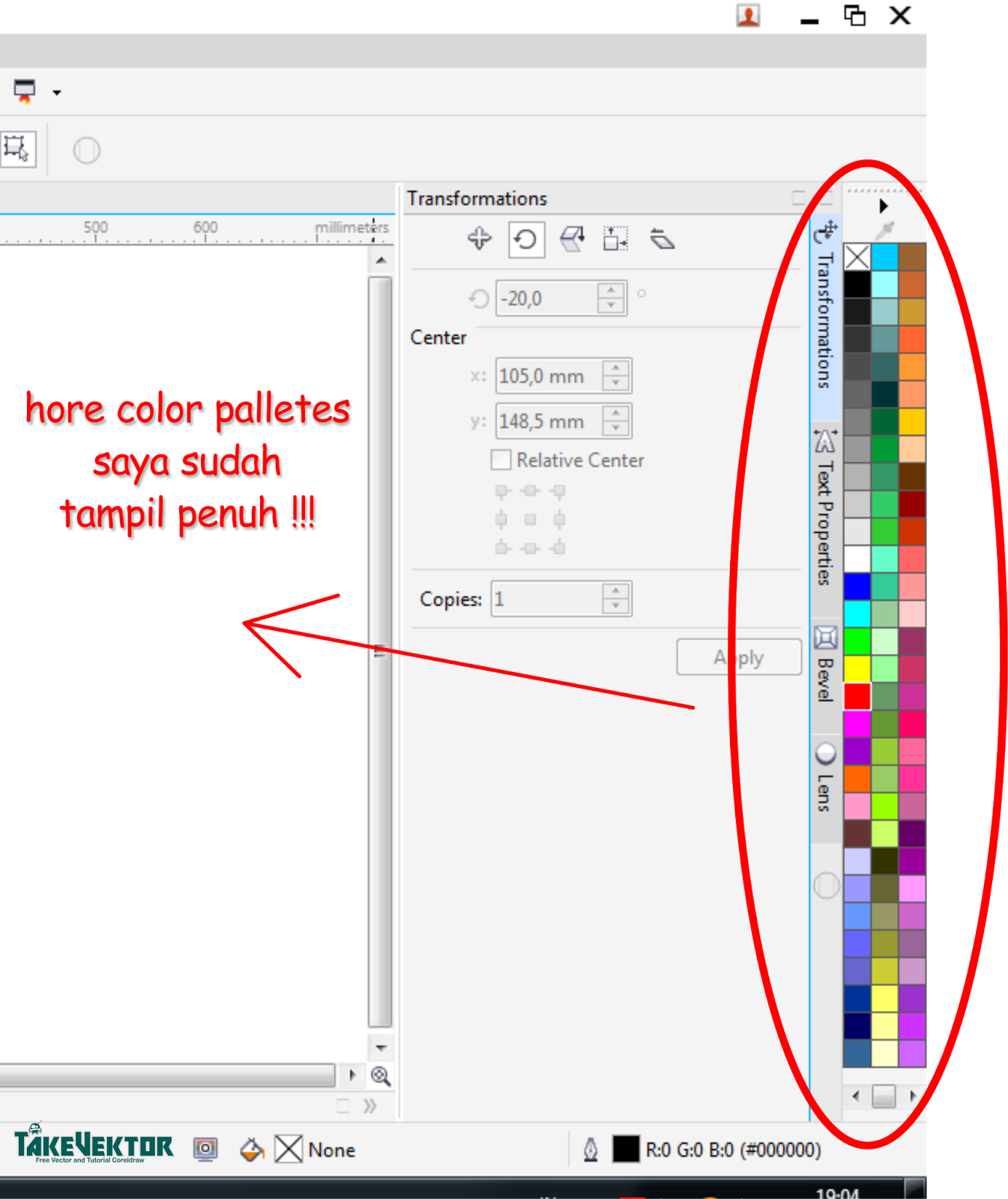 Cara Menampilkan Penuh / 3 Rows Color Palette di Coreldraw ~ TakeVektor ...