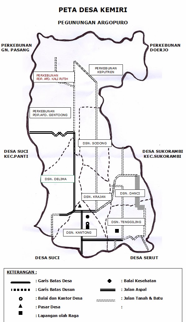 Desa Kemiri Kacamatan Panti Kabupaten Jember : Peta Desa