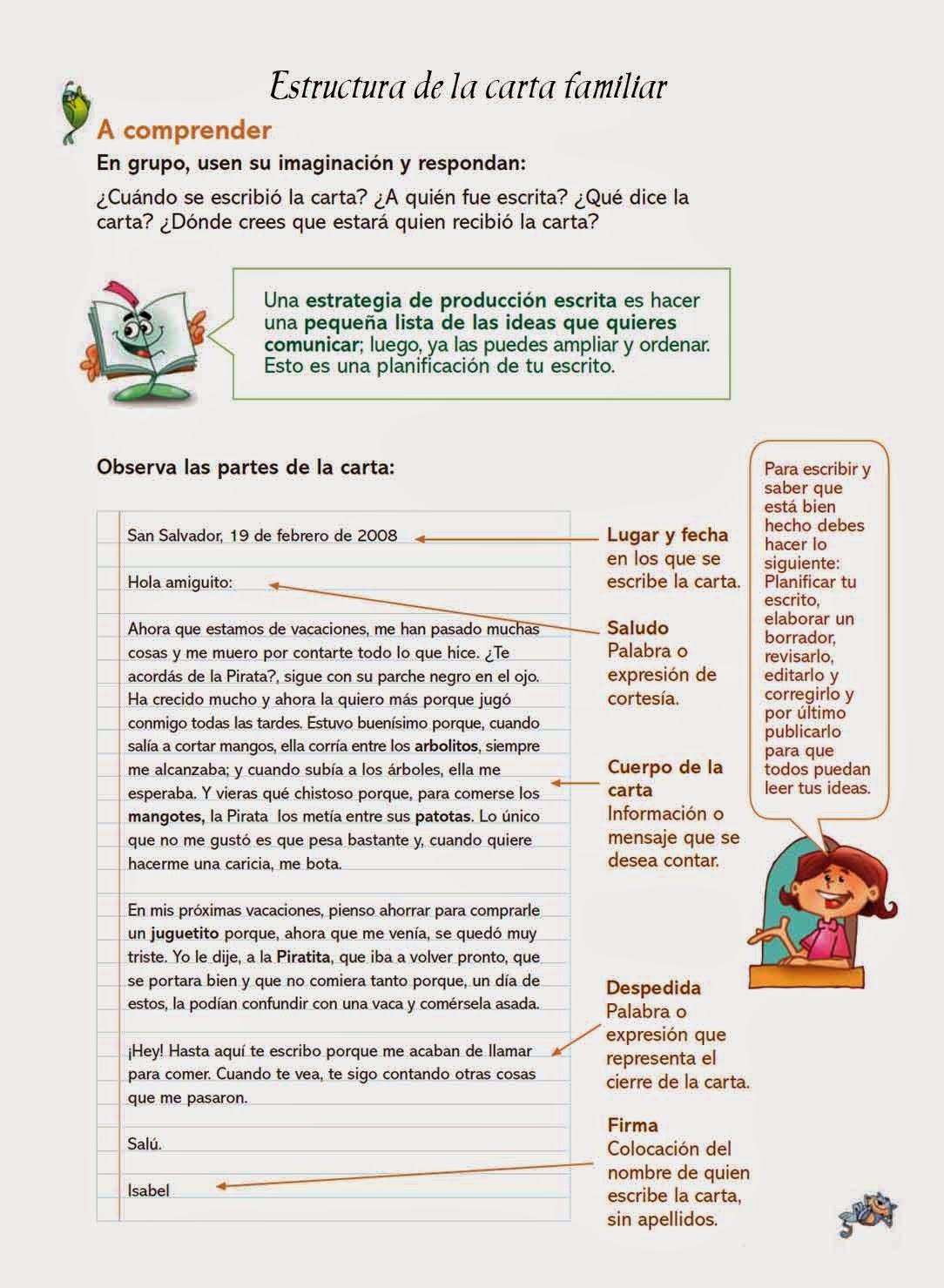 CONTENIDOS CONCEPTUALES, QUINTO GRADO: ESTRUCTURA DE LA CARTA FAMILIAR ...