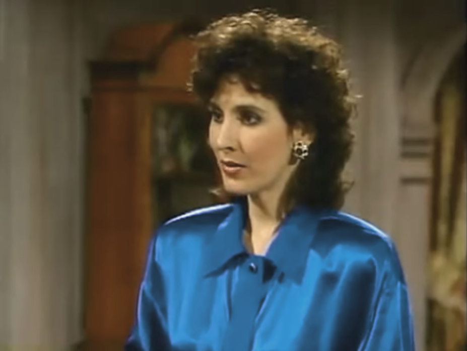 Ladies in Satin Blouses: Anna Stuart - blue satin blouse