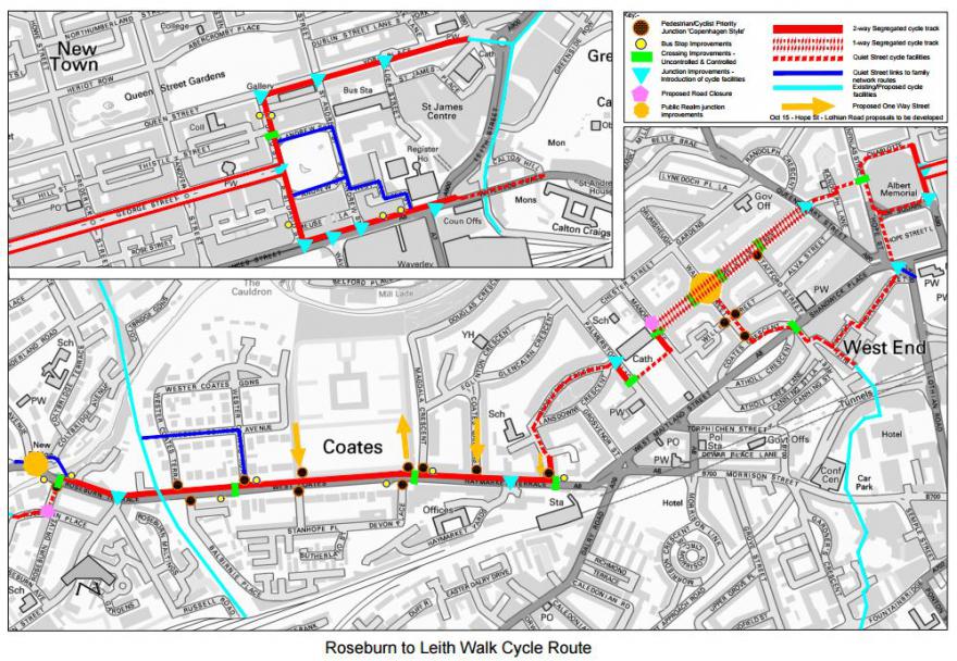 Wadler's Blog: Roseburn to Leith Walk Cycleway: A vs B