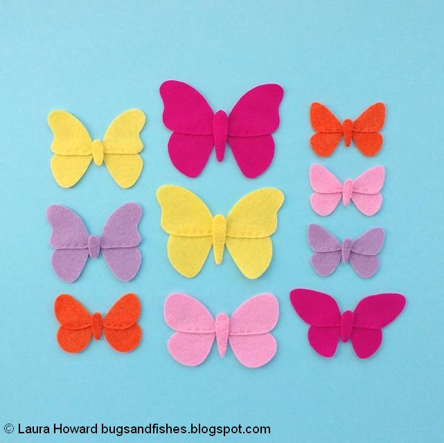 Bugs and Fishes by Lupin: A Year of Wreaths: June Felt Butterflies Wreath Tutorial