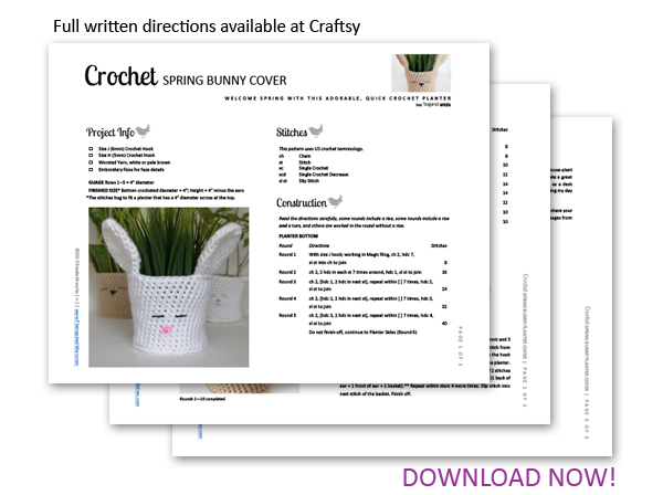 The Inspired Wren: PICTORIAL: Spring Bunny Crochet Planter Cover
