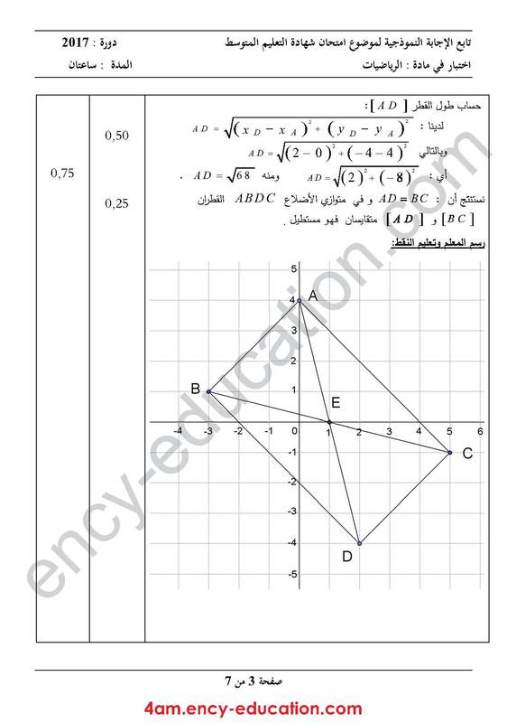 BEm 2019: اوراق اختبارات فالرياضيات مع التصحيح