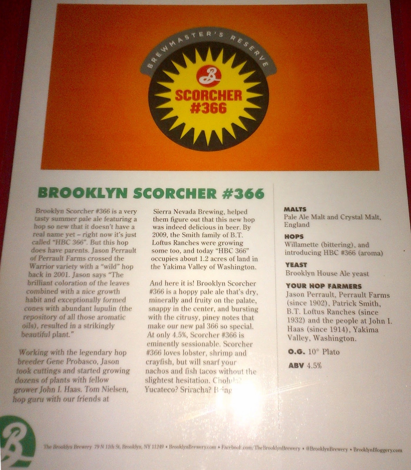 Beer Hear!: Brooklyn Brewery's Scorcher #366