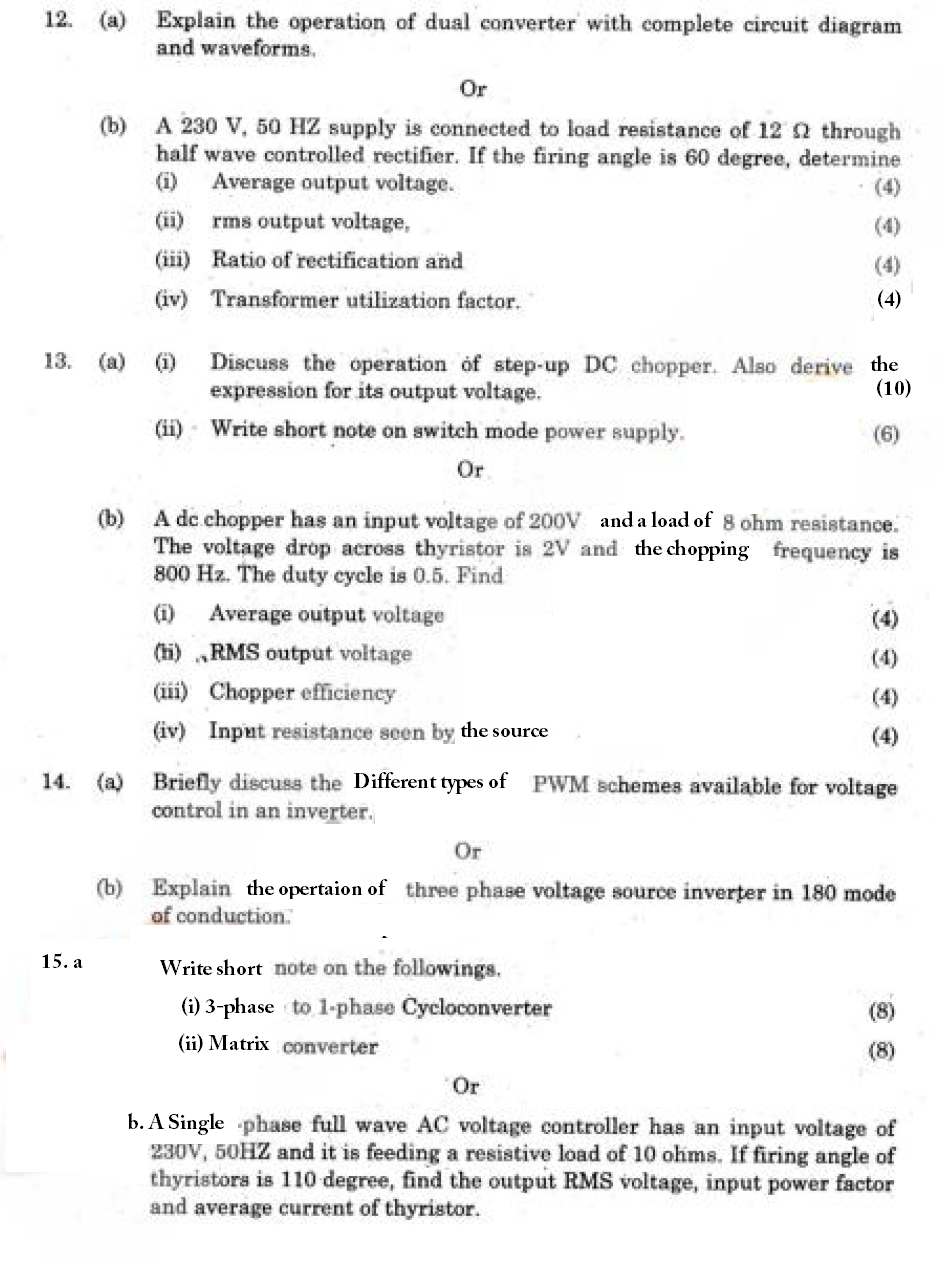 EE2301 (New Code: EE6503) Power Electronics BE EEE Nov Dec 2014 ...
