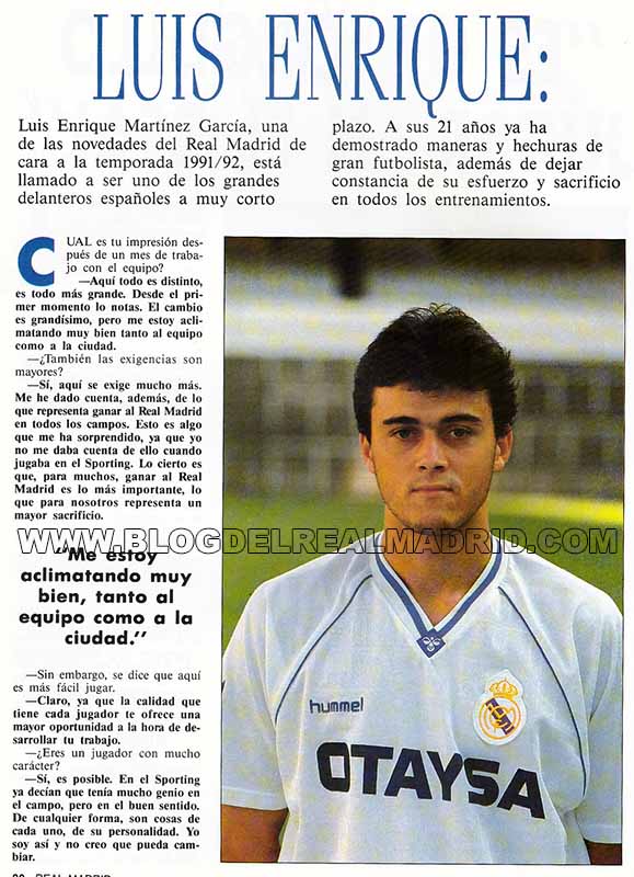 Luis Enrique - Revista Oficial Real Madrid (1991) | Blog del Real Madrid