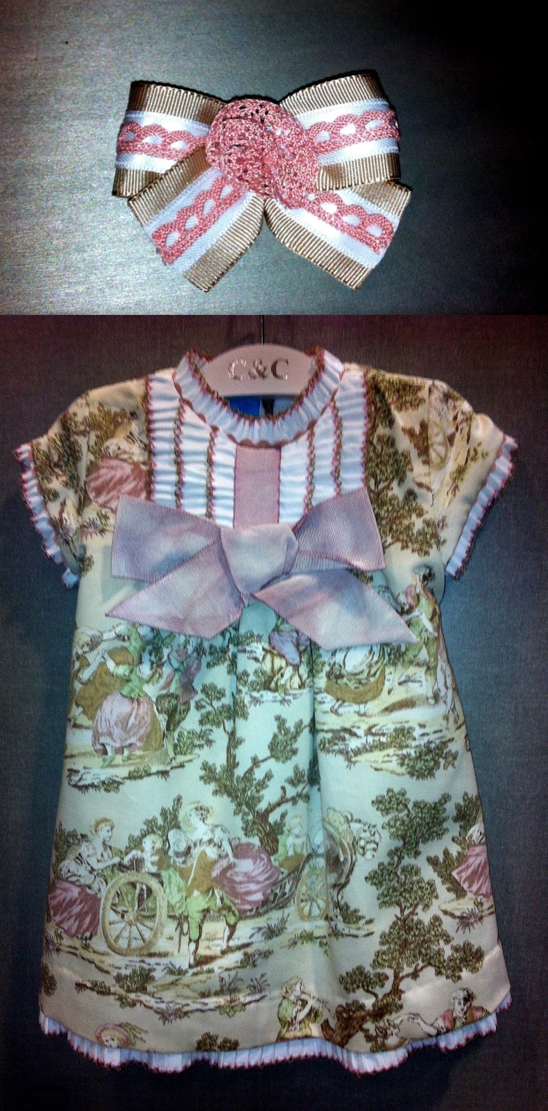 Cosas Encantadoras: LAZO PARA BEBE CAMEL Y ROSA EMPOLVADO