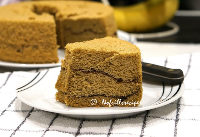 Coffee Chiffon Cake with Cocoa layering ~ 咖啡戚风蛋糕