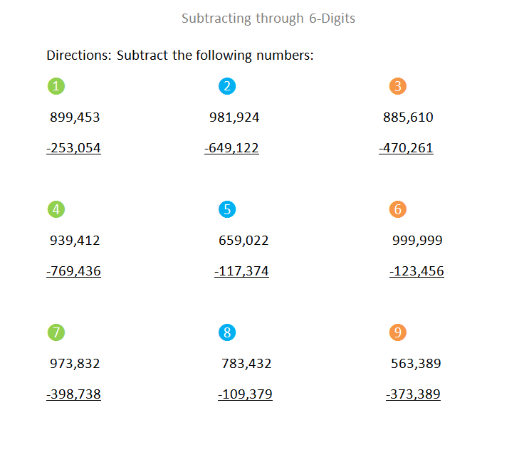 Bro and Sis Math Club: Subtracting through 6-Digit Numbers