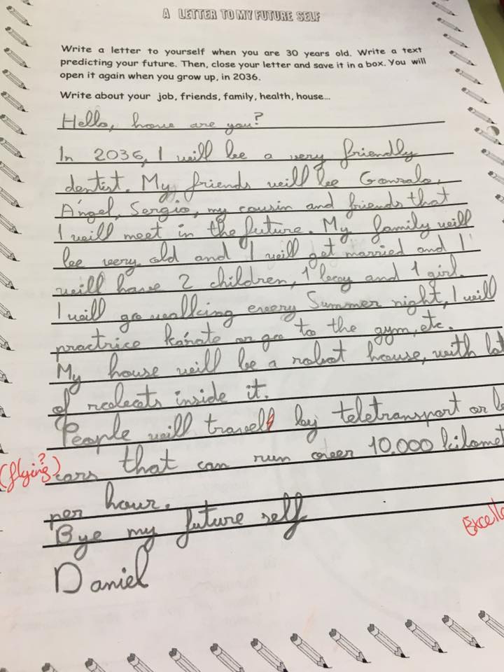 OUR ENGLISH CLASS: Writing letters to our future self!