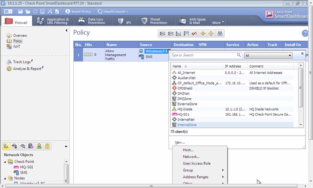 My Check Point CCSA Journal: Pushing Policy via Check Point SmartDashboard