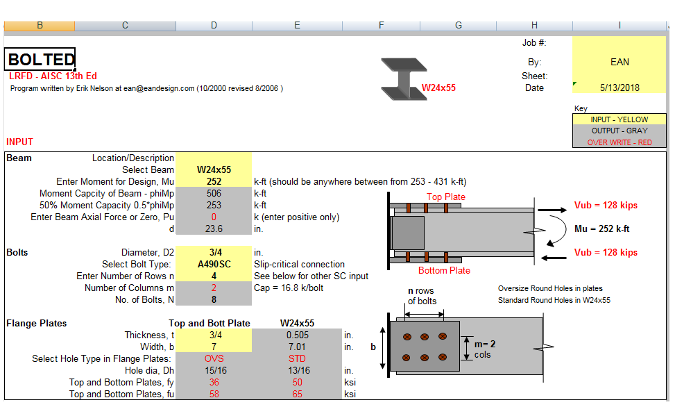 BOLTED MOMENT CONNECTION DESIGN XLS