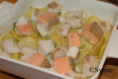 ganske enkelt: Fisk i form med løk og bacon