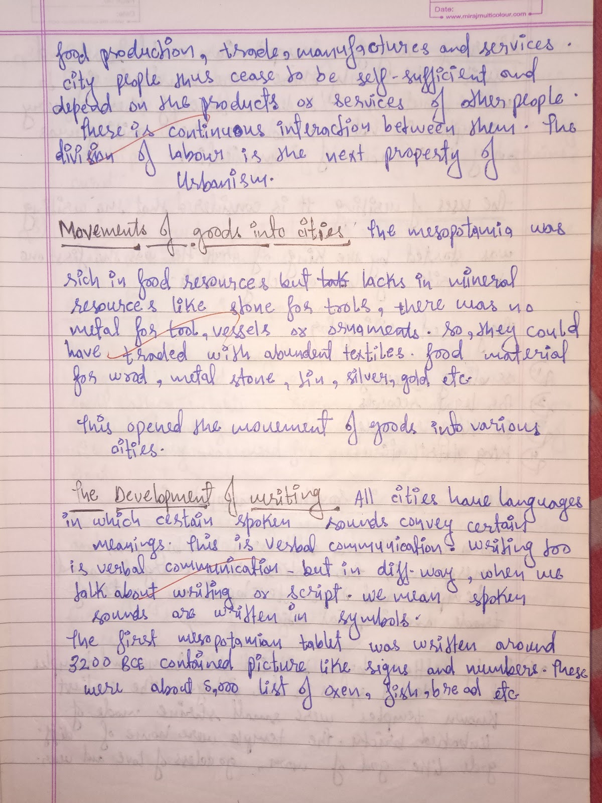 handwritten notes: Handwritten Notes of Writing and city life - class ...