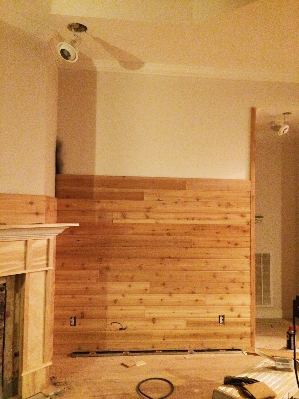 grass stains: A better shot of the wood feature wall