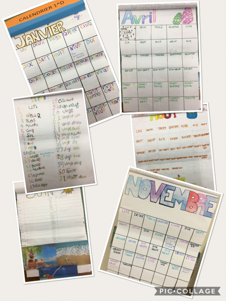 Français en action!: Calendrier en classe