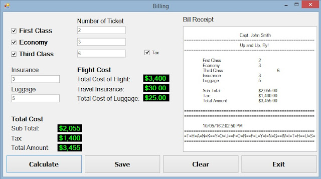 Simple Flight Billing System using VB.Net - code4dev