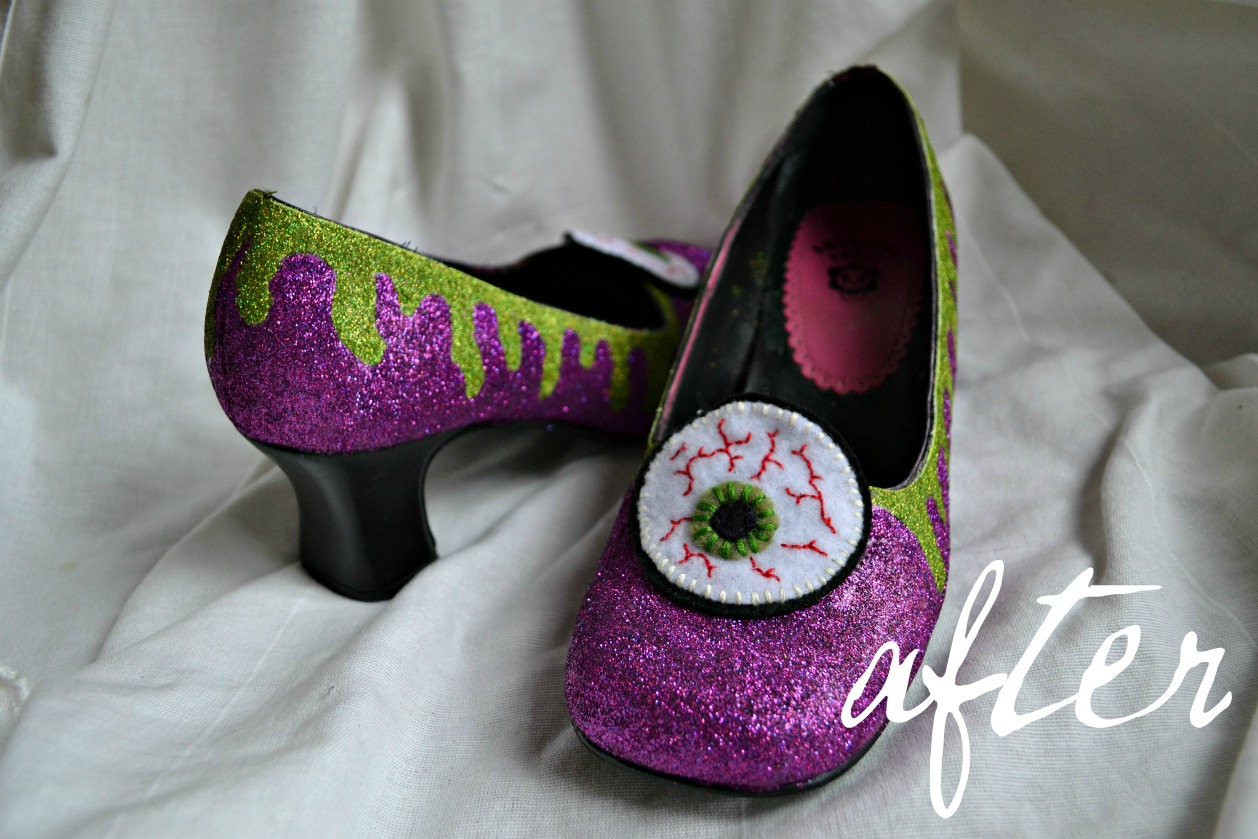 alternamommy: tutorial: glitter monster shoe makeover