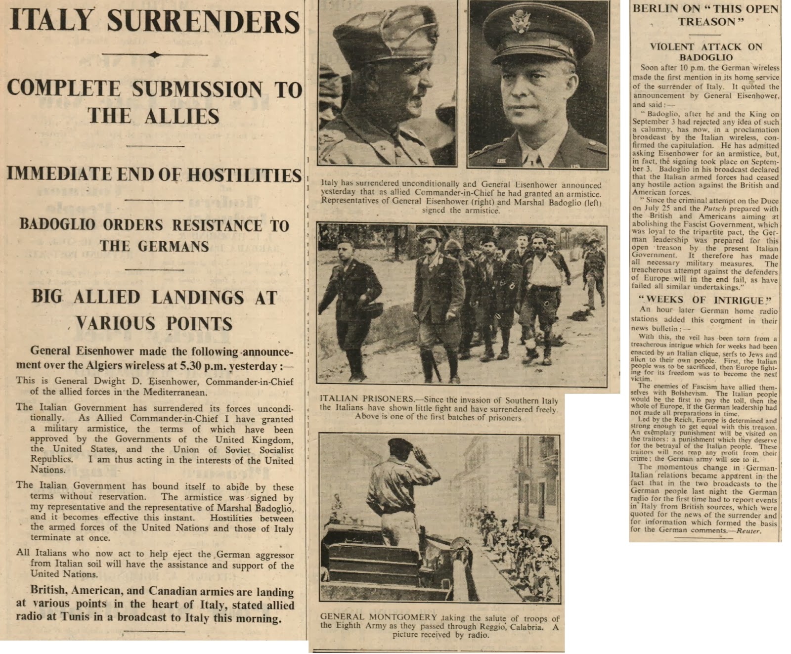 Hold The Front Page: Random Cuttings - Mussolini resigns and Italy ...