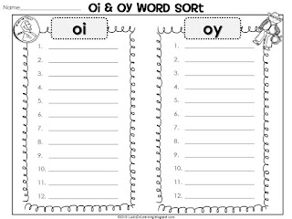 Lucky in Learning: OI & OY Word Sort Freebie