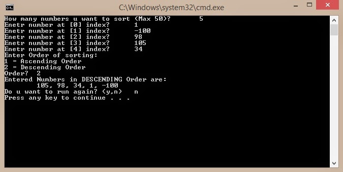 Programming In High Level Languages C Program For Sorting Numbers In