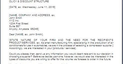 Request for Price Quotation Letter Sample