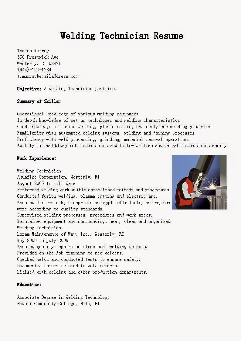 Resume Samples: Welding Technician Resume Sample
