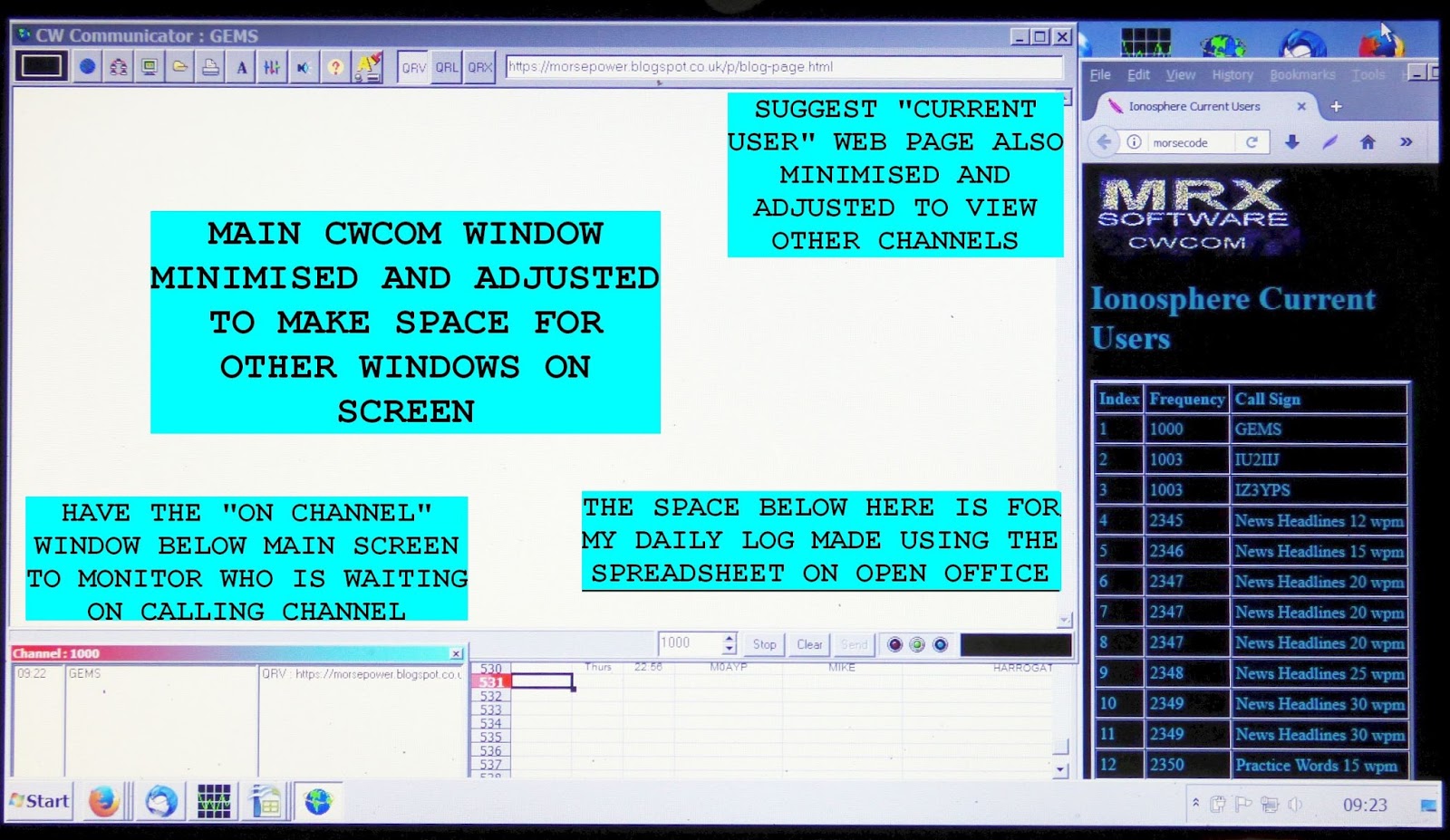 MorsePower: Suggested Computer Screen Layout for CWCOM