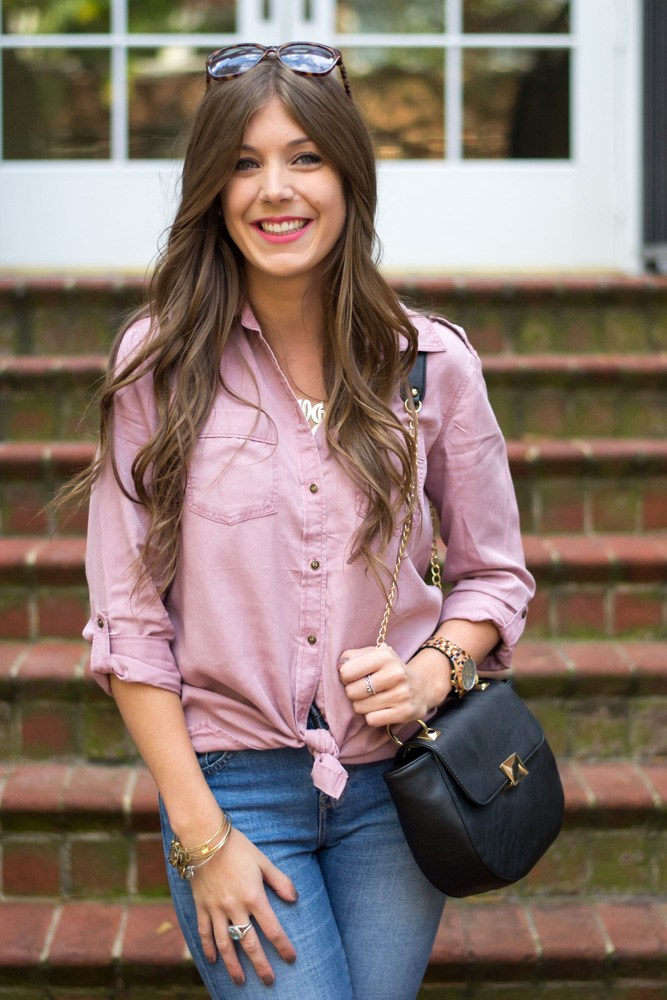 Pink Button Down Shirt Under $60 - Chasing Cinderella
