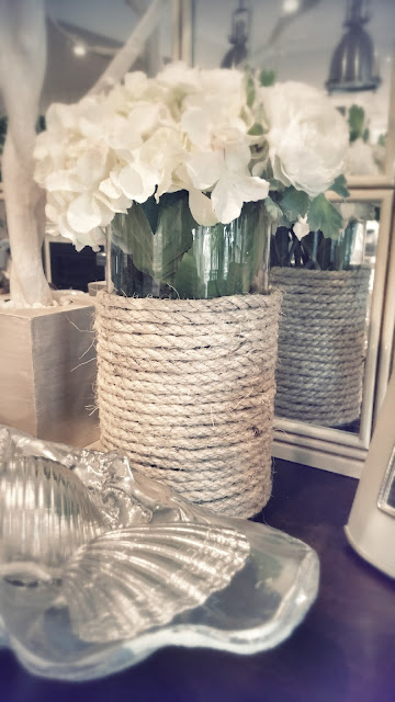 Easy DIY Coastal Beach Style Flower Vase or Candle Holder