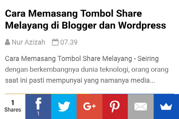 Cara Memasang Tombol Share Melayang di Blogger dan Wordpress - Aze Theme