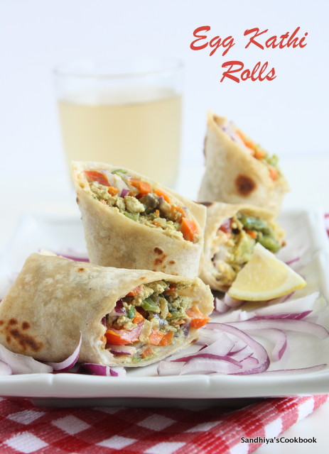 Sandhiya's Cookbook: Egg Kathi rolls | Mix Veggie Egg Wrap