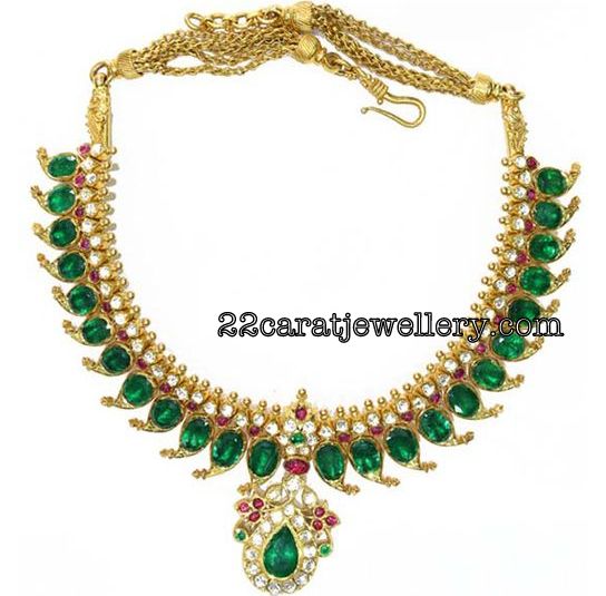 Natural Emeralds Mango Necklace - Jewellery Designs
