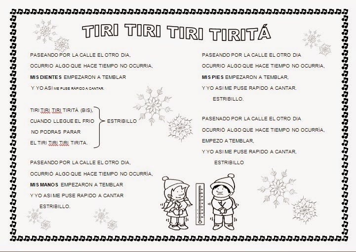 CANTORES INFANTILES: INVIERNO. TIRI TIRI TIRI TIRITÁ.