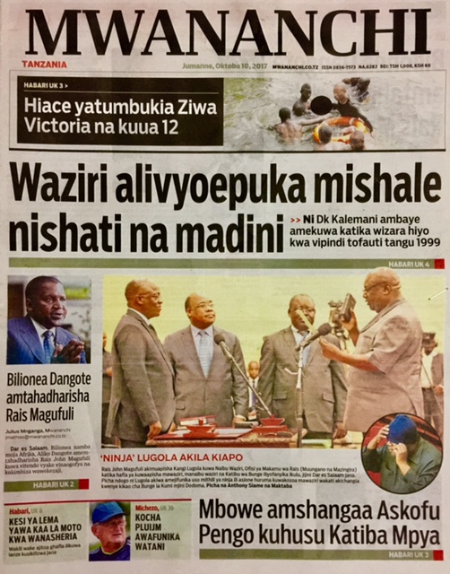 Adacom Tanzania: MWONEKANO WA GAZETI LA MWANANCHI LEO JUMANNE OCTOBA 10 ...