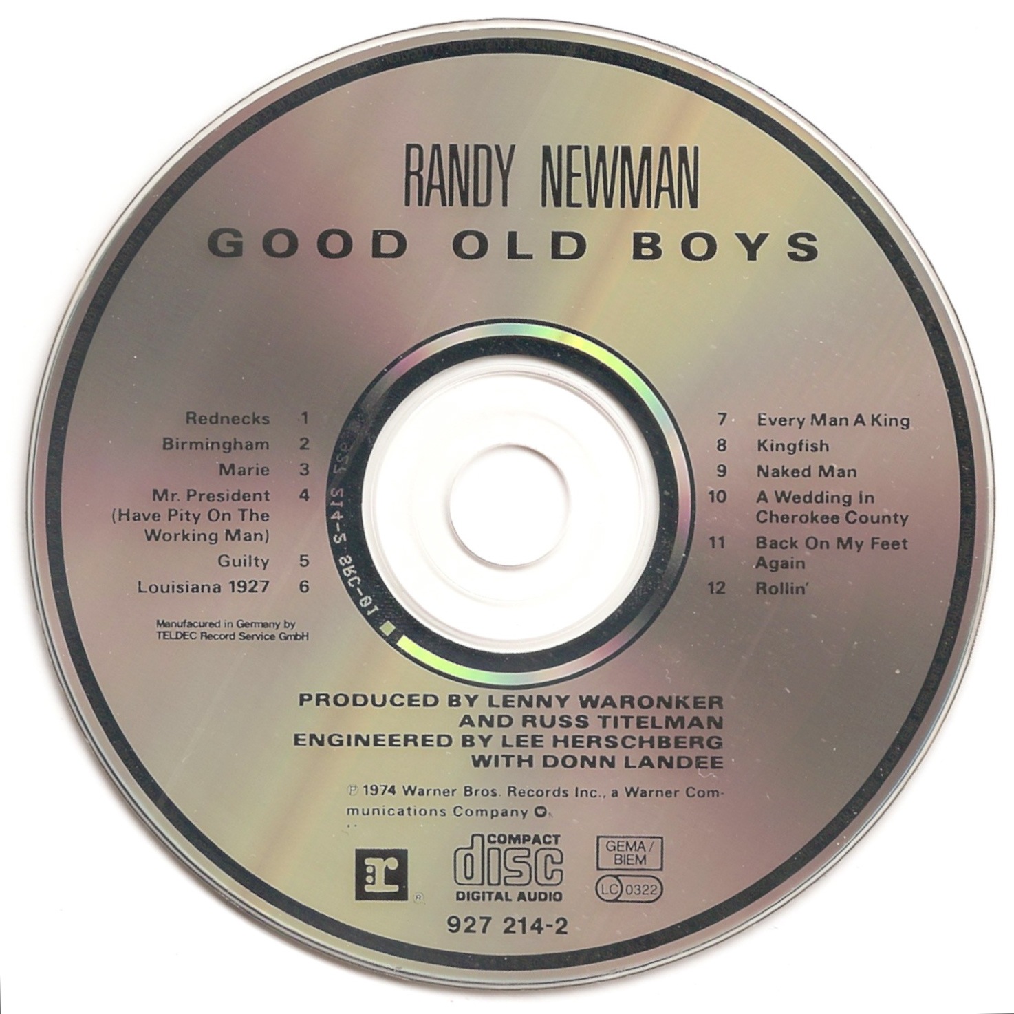 The First Pressing CD Collection: Randy Newman - Good Old Boys