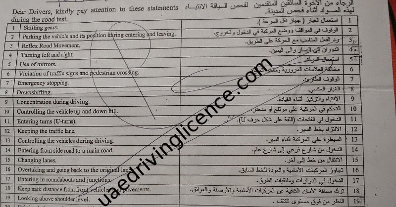 15. Pre-Test ~ UAE Driving Licence