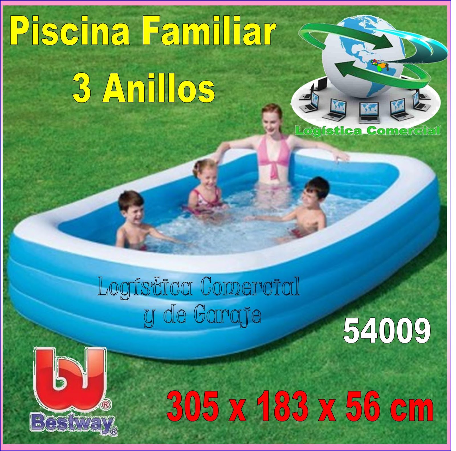 Piscinas Inflables: Piscina Familiar Inflable 3 Anillos 305 X 183 X 56cm