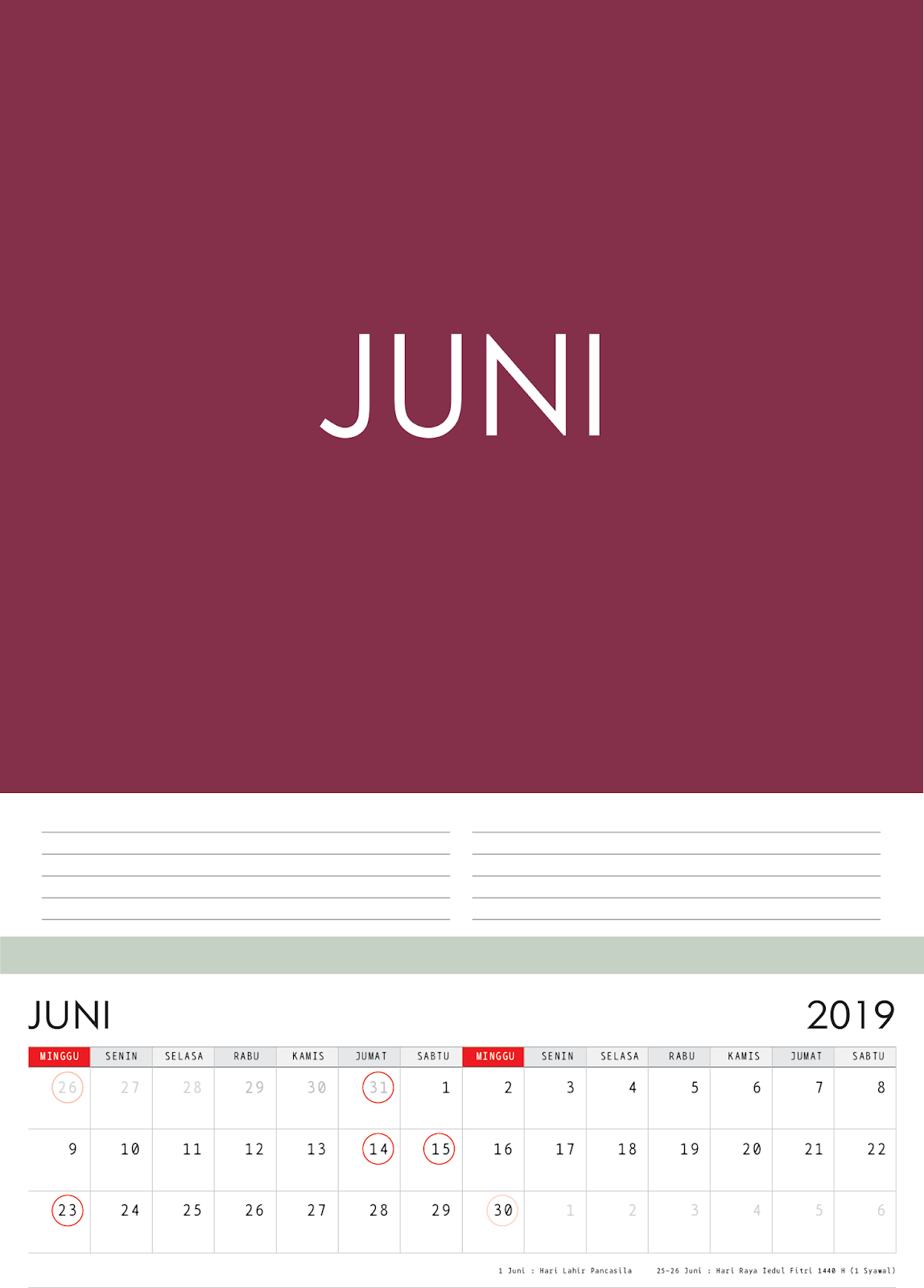 Simple Desain Kalender 2019 Indonesia beserta Hari Libur Nasional - beta:)