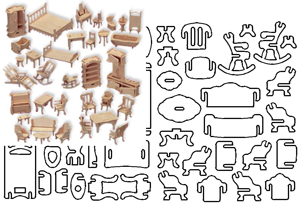 Doll house furniture 1 dxf File