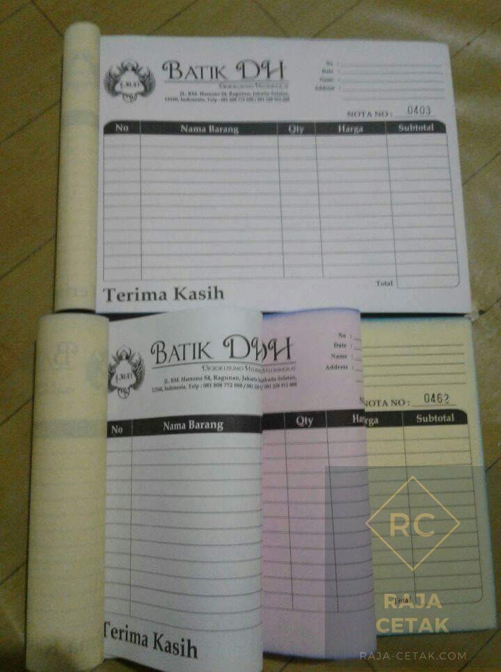 Cetak Nota Murah Bahan Kertas NCR Praktis - Multiproduk