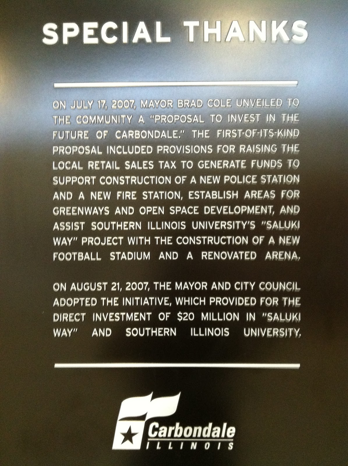 The Carbondale Gazette: Cole Plaques