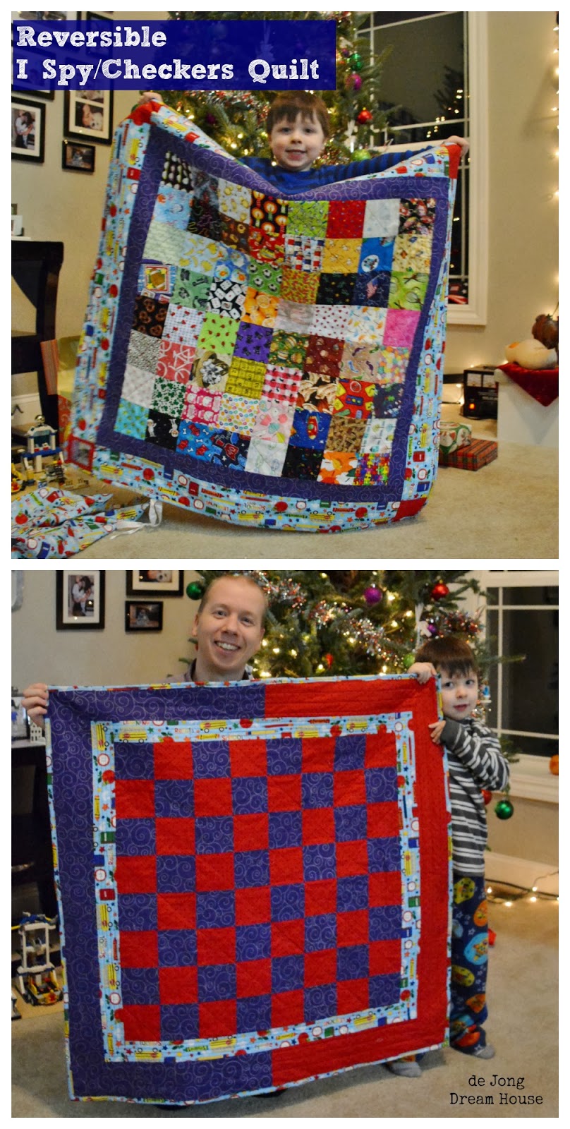 de Jong Dream House: Quilt #13: Reversible I Spy/Checkers Quilt