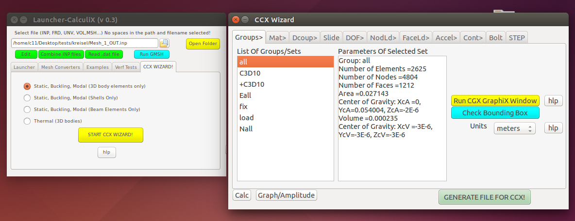 CalculiX - Free Finite Element Software: Wizard for CalculiX - Screenshots