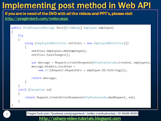 Sql server, .net and c# video tutorial: Implementing post method in ASP.NET Web API