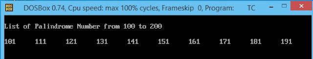 Program to display Palindrome Numbers from 100 to 200 ~ CSPrograms4u